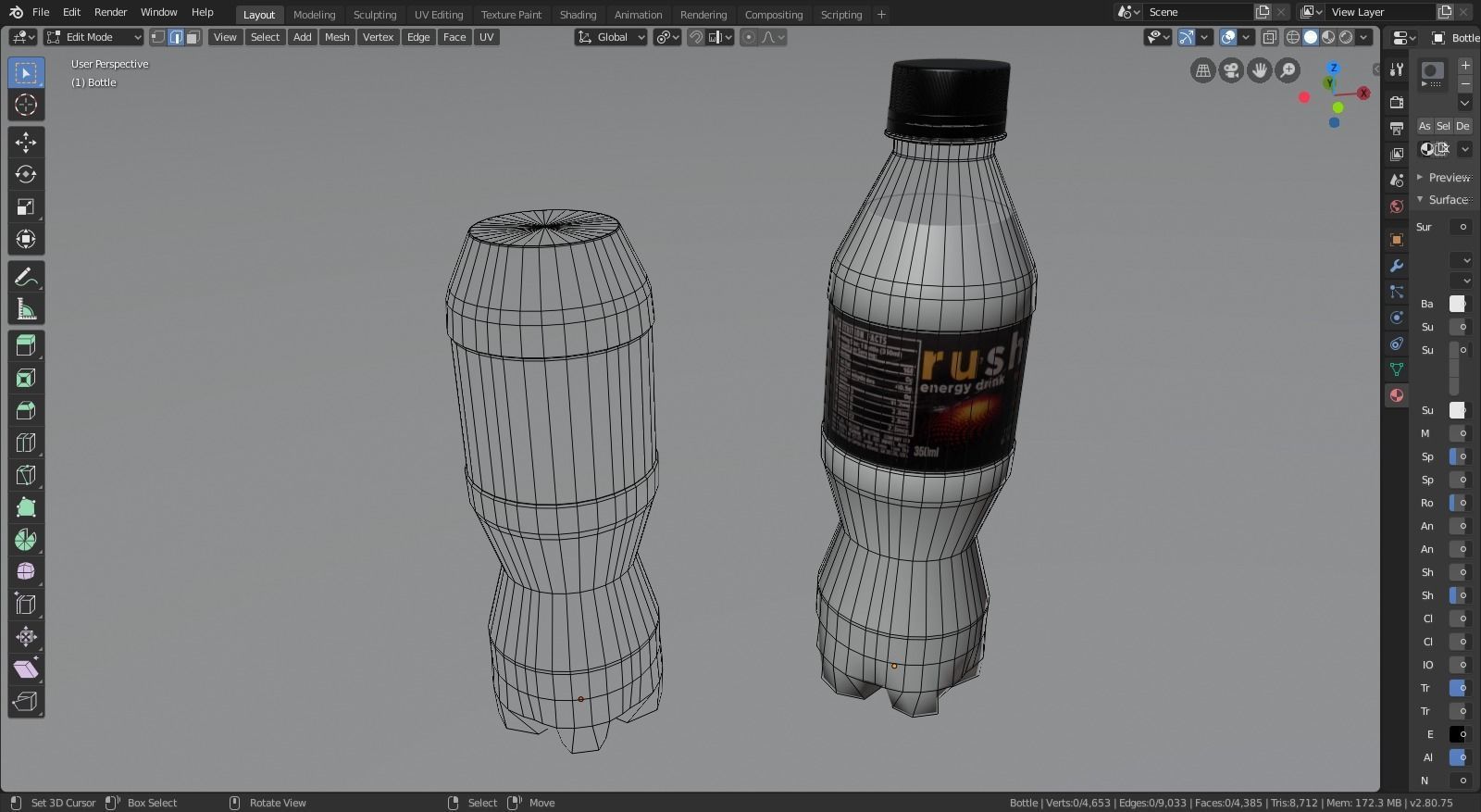 Plastic Bottle 3D Model - Low Poly free VR / AR / low-poly 3D model ...