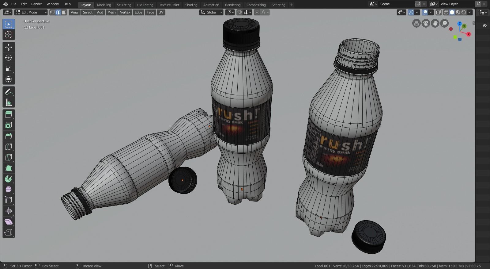 Plastic Bottle 3D Model - Low Poly free VR / AR / low-poly 3D model ...