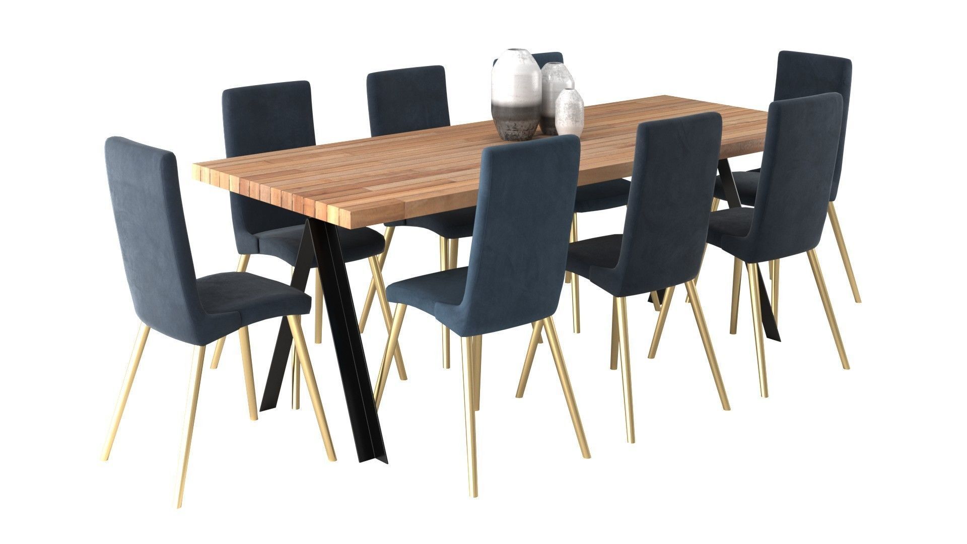 3D model Dining B - Velvet and Timber VR / AR / low-poly | CGTrader
