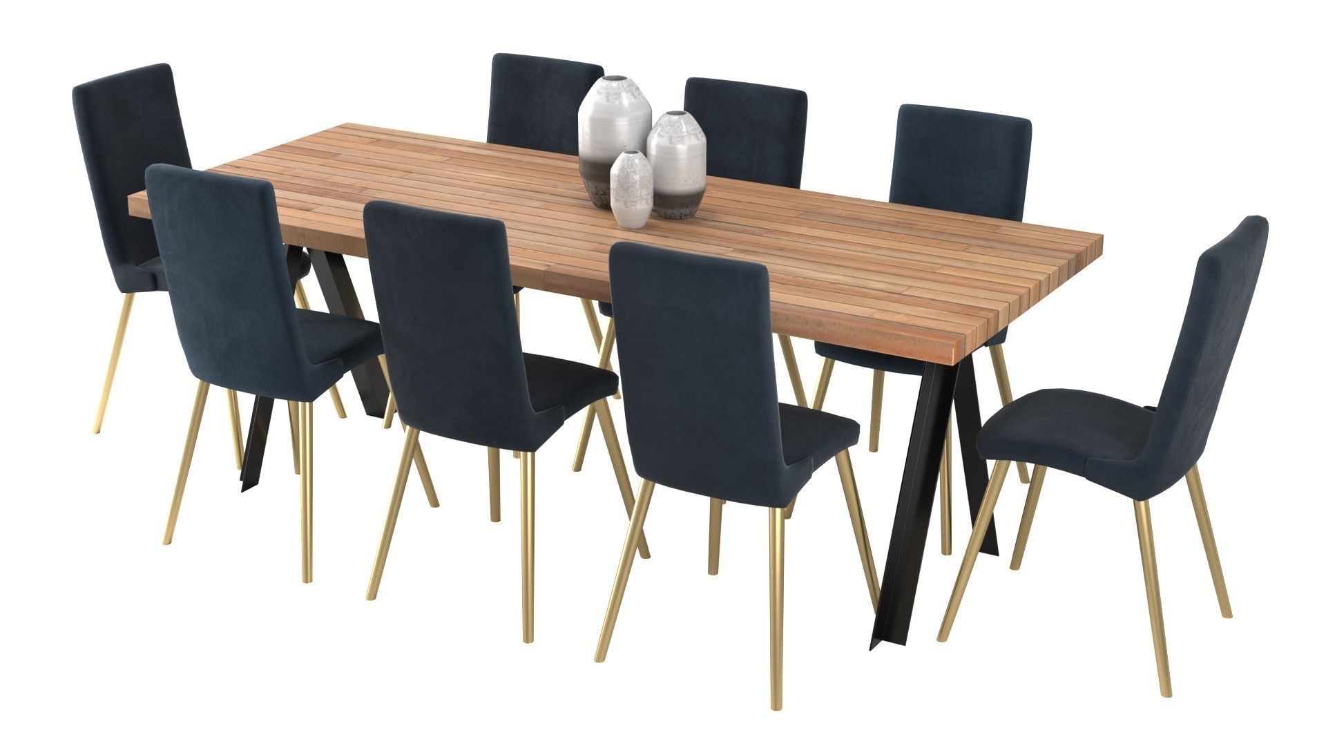 3D model Dining B - Velvet and Timber VR / AR / low-poly | CGTrader