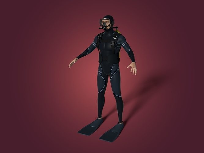3D model Scuba Diver VR / AR / low-poly | CGTrader