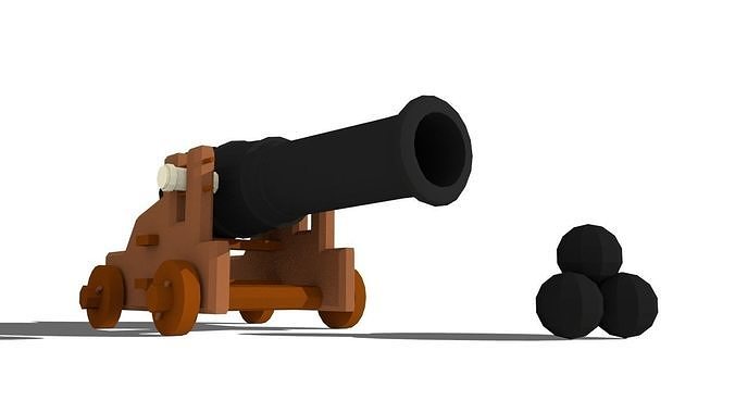 3D model low-poly cannon wooden VR / AR / low-poly | CGTrader