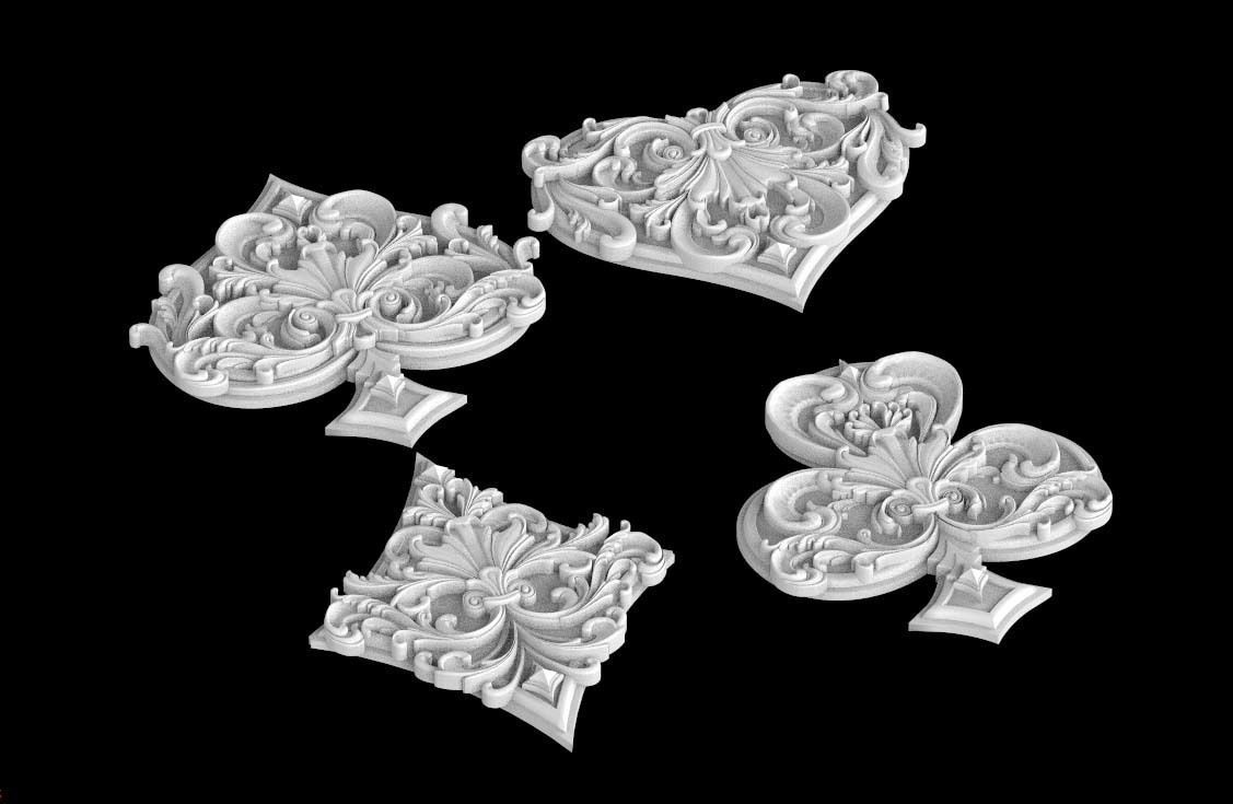 spades clubs hearts diamonds 3D model 3D printable | CGTrader