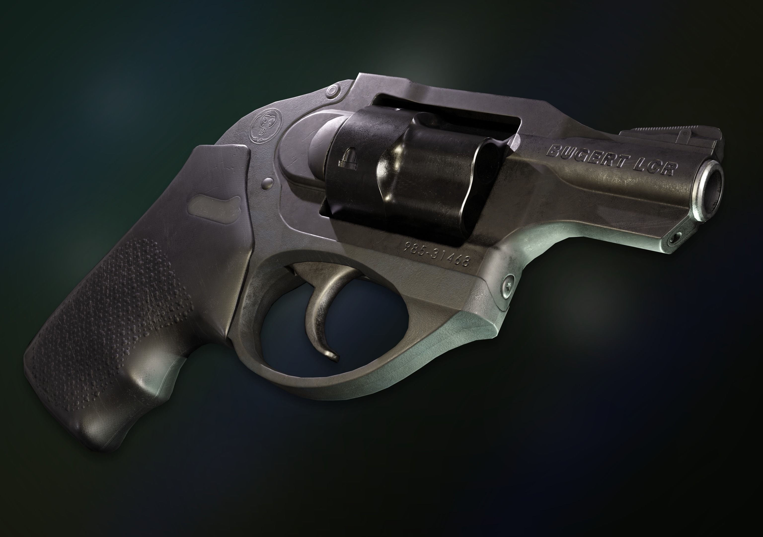 3D model Lowpoly PBR Snubnosed Revolver VR / AR / low-poly rigged ...