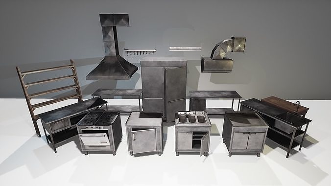 3D model Restaurant Kitchen Set VR / AR / low-poly | CGTrader