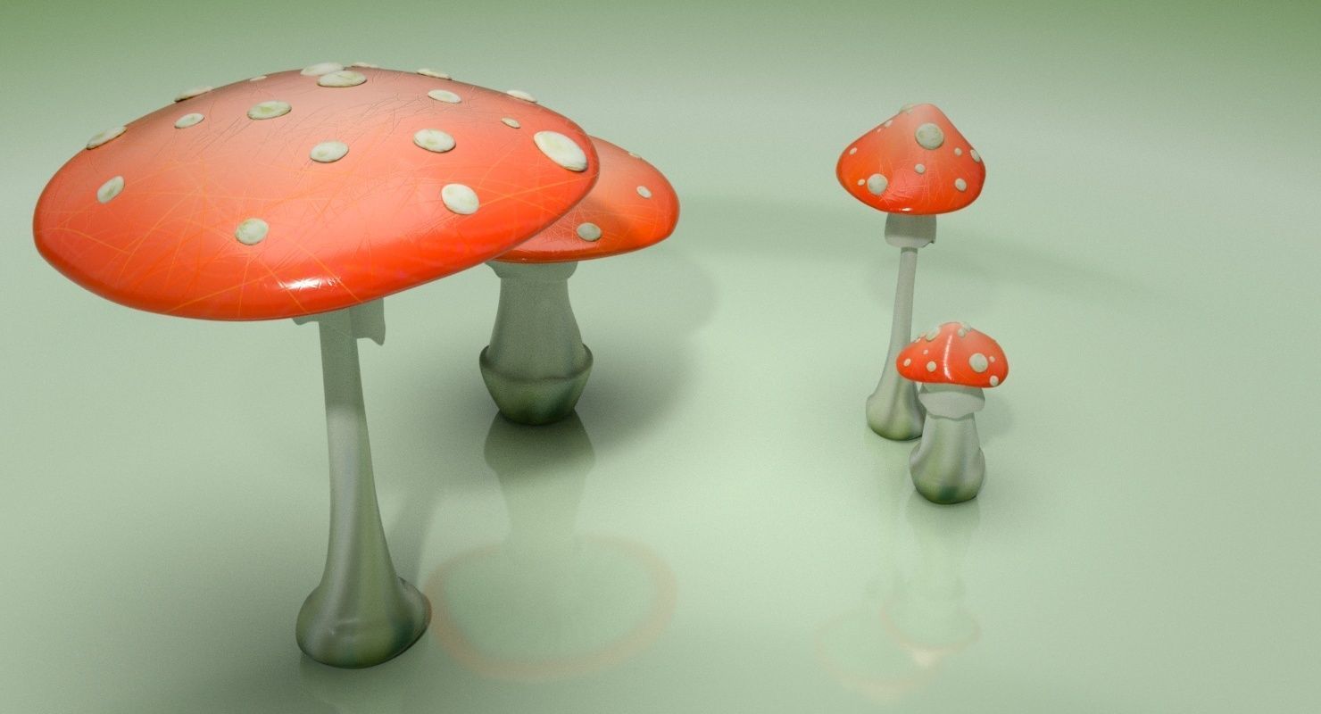 3D model 3D model toadstools group of mushrooms VR / AR / low-poly | CGTrader