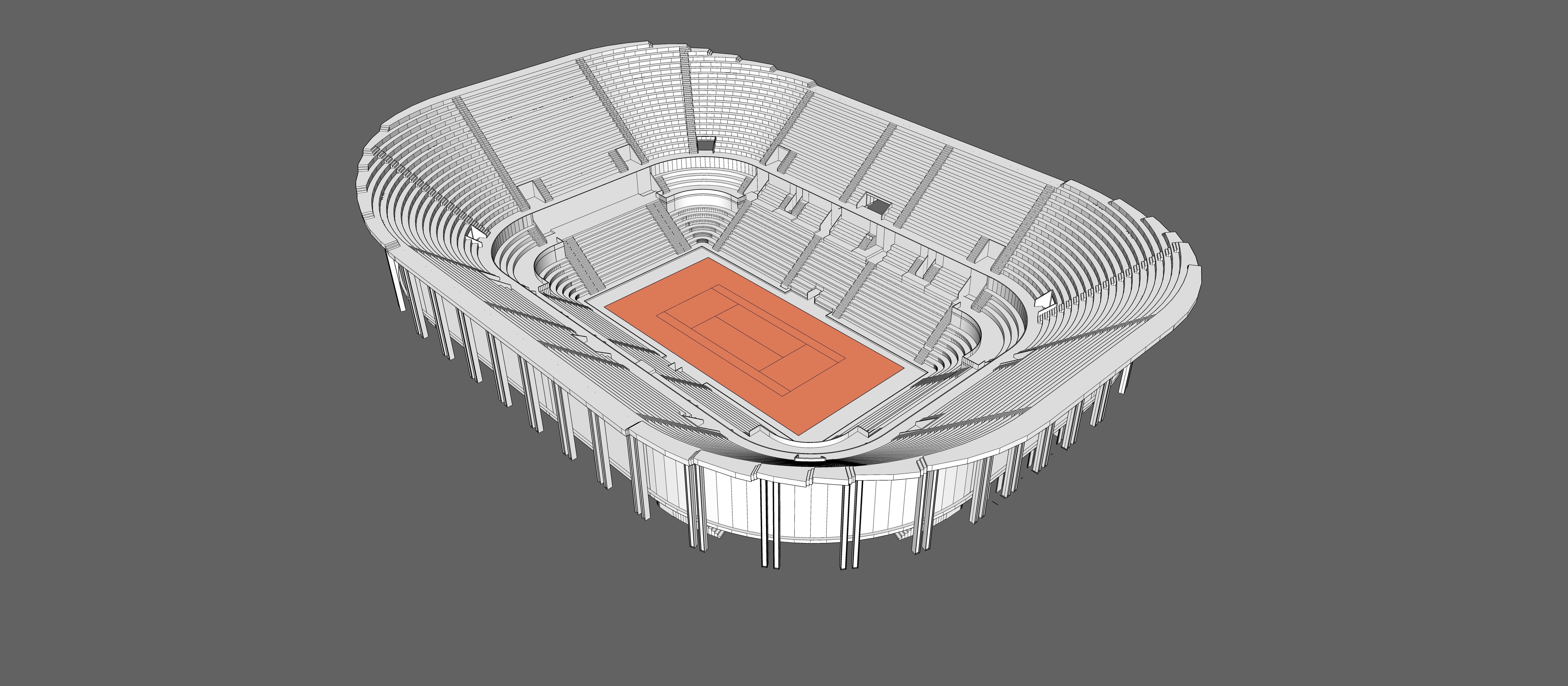 Central Stadium of Tennis of Rome Centrale del tennis Italico 3D model ...