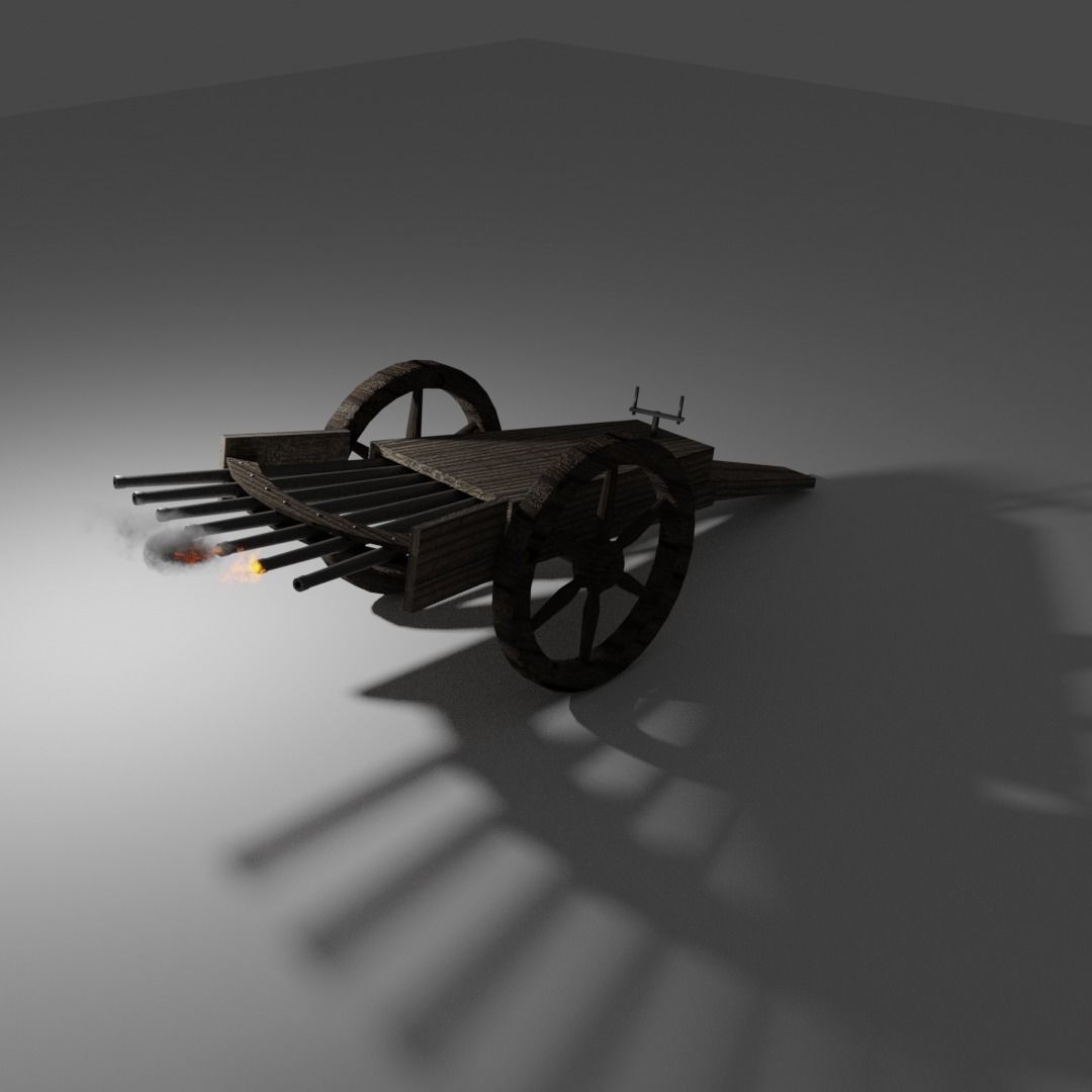 Machine Gun by Leonardo Da Vinci 3D model animated rigged | CGTrader