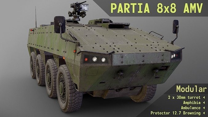 3D model APC Patria AMV 8x8 Modular Pack VR / AR / low-poly | CGTrader