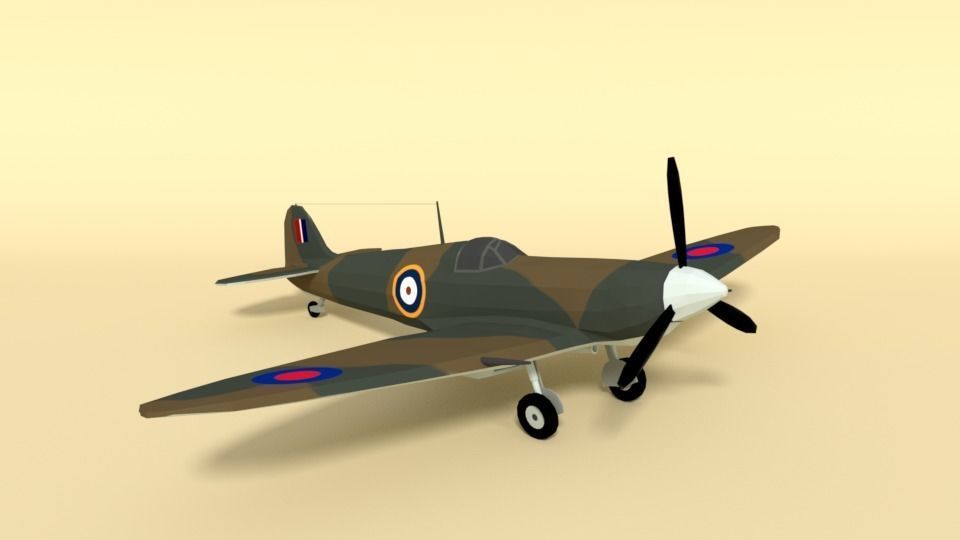 3D model Low Poly Cartoon Supermarine Spitfire MKII Airplane VR / AR ...