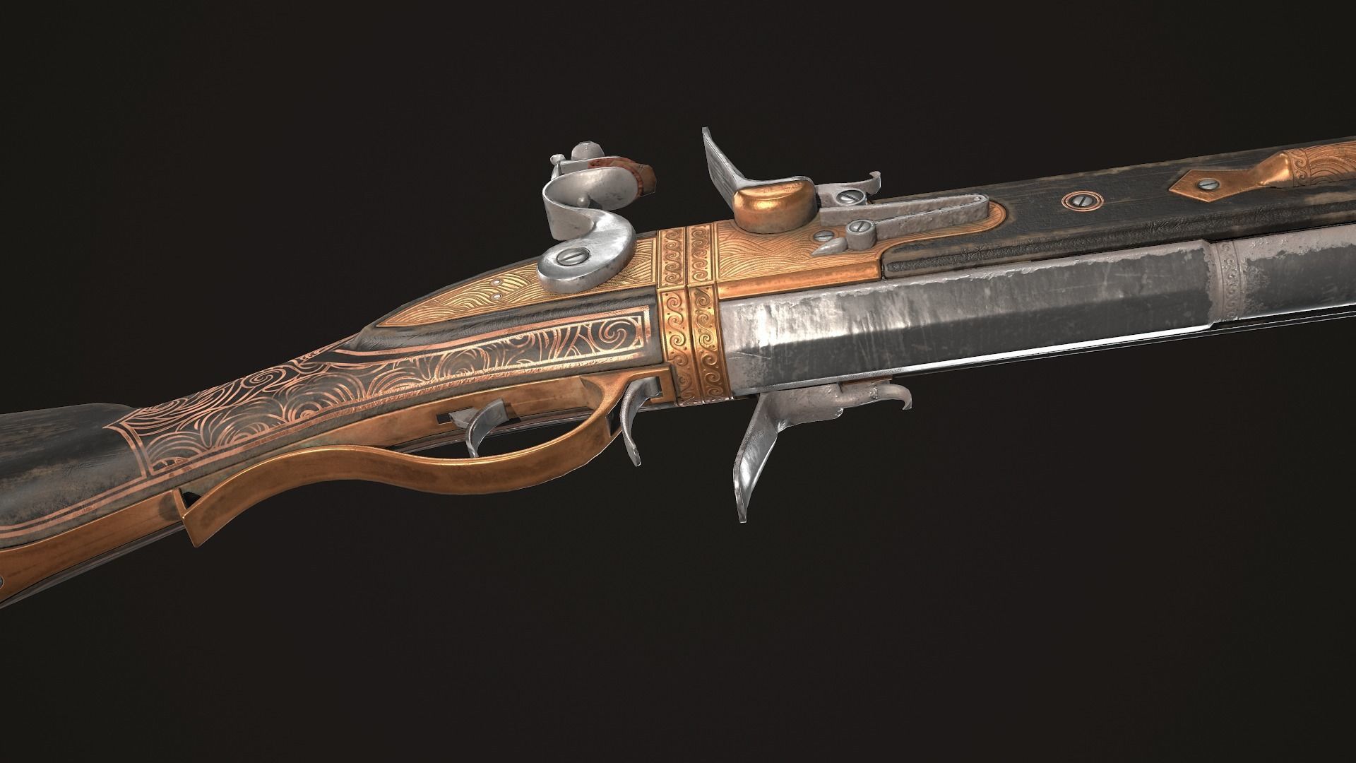 3D model Double-barreled Flintlock Rifle Dark VR / AR / low-poly | CGTrader
