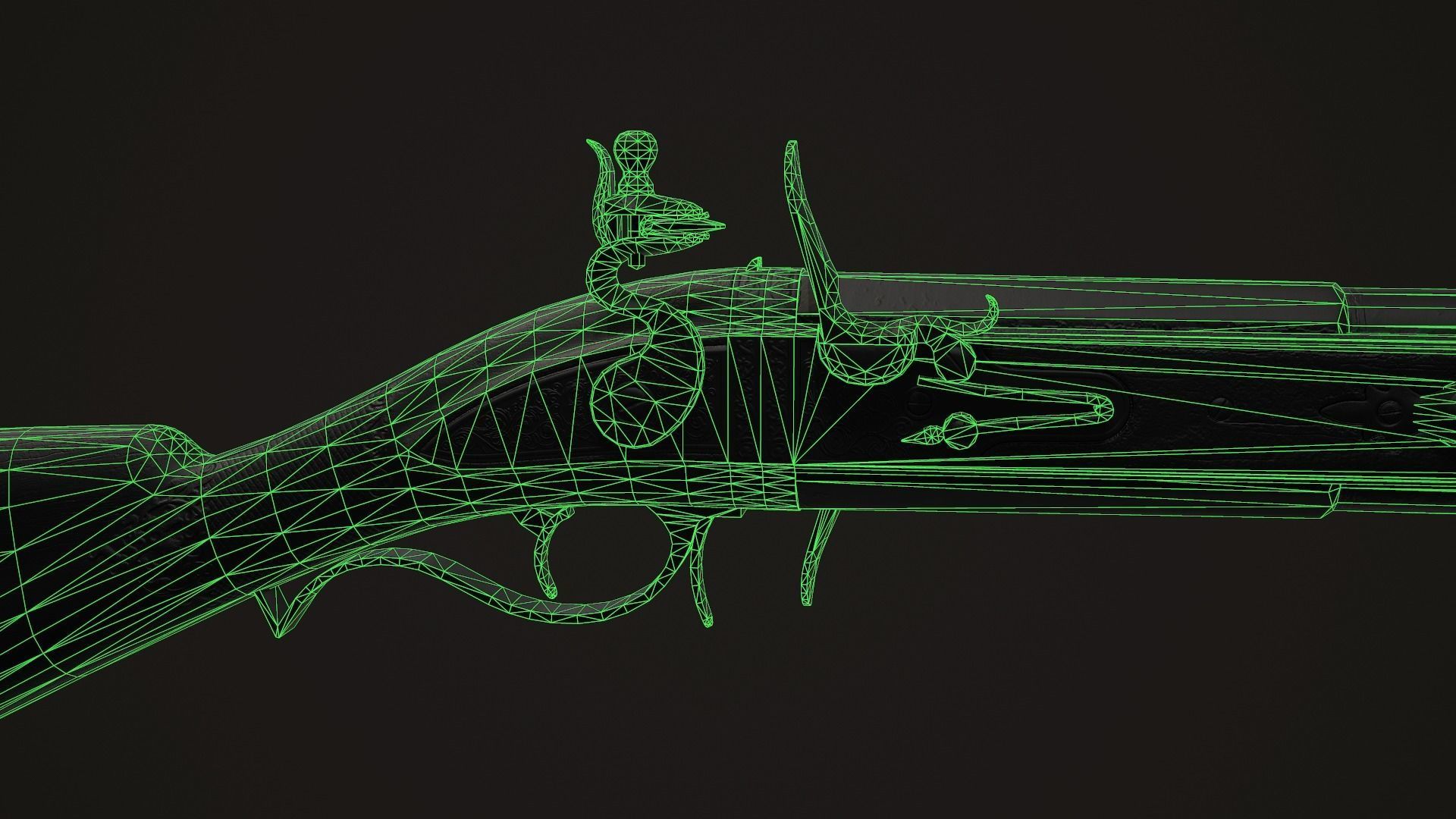 3D model Double-barreled Flintlock Rifle White VR / AR / low-poly ...