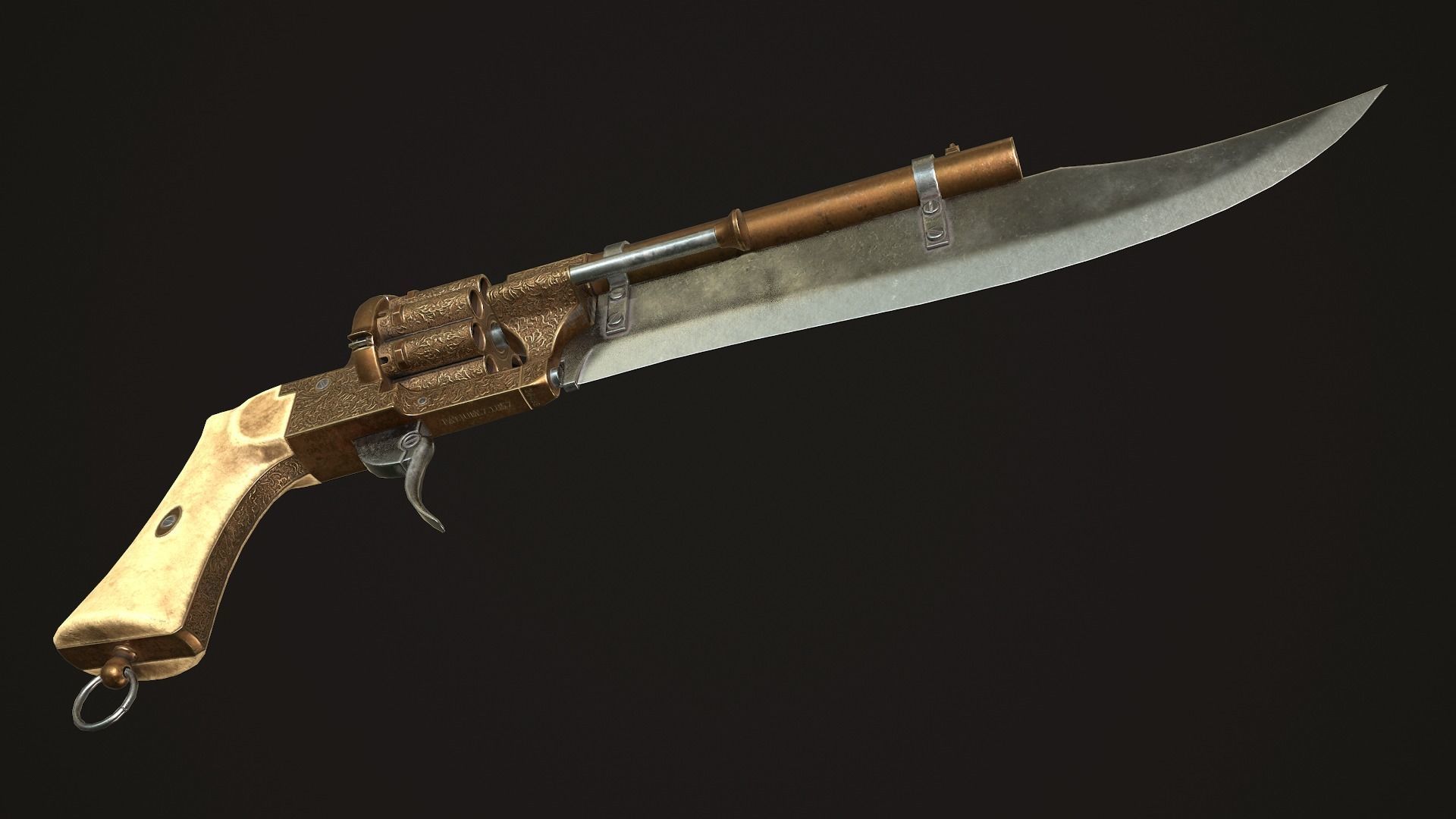 3D model Gunblade Revolver Gilded VR / AR / low-poly | CGTrader