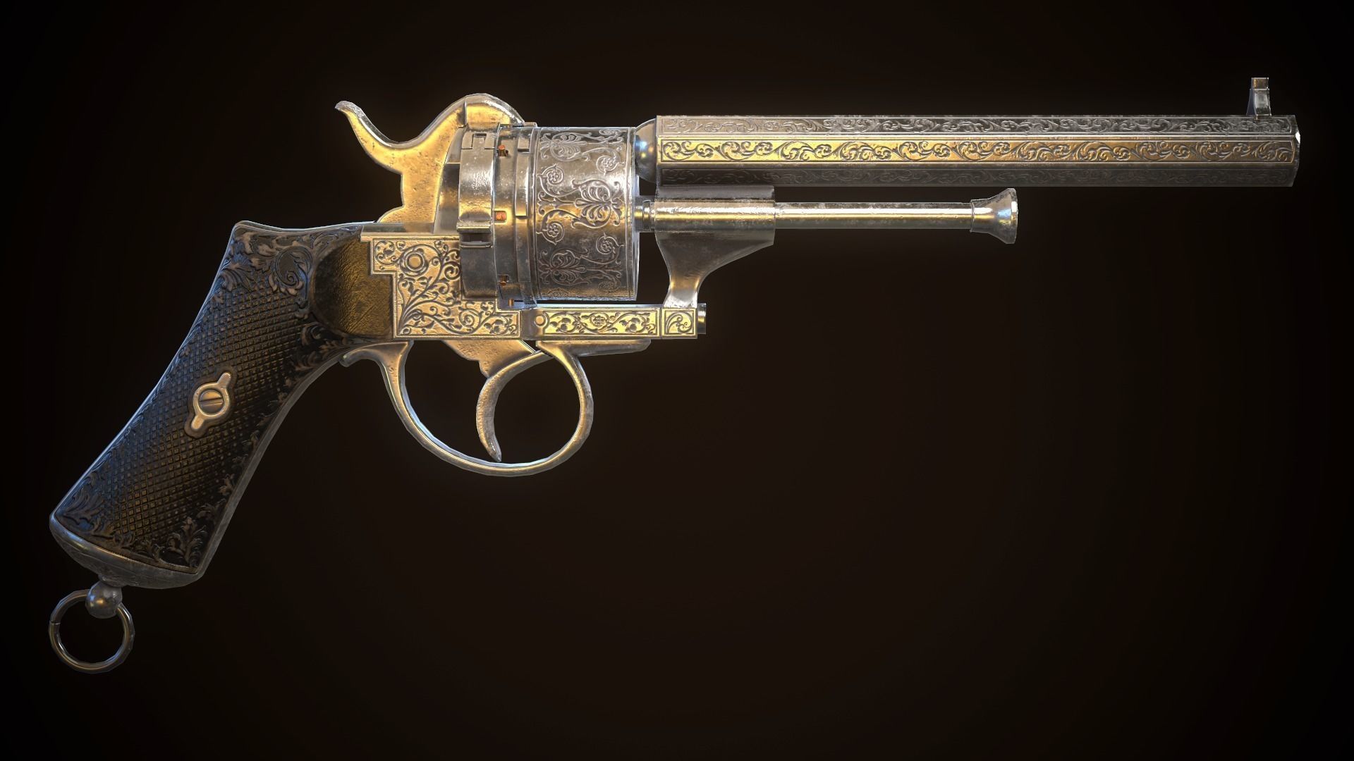 3D model LEFAUCHEUX - Vintage Revolver Steel VR / AR / low-poly | CGTrader