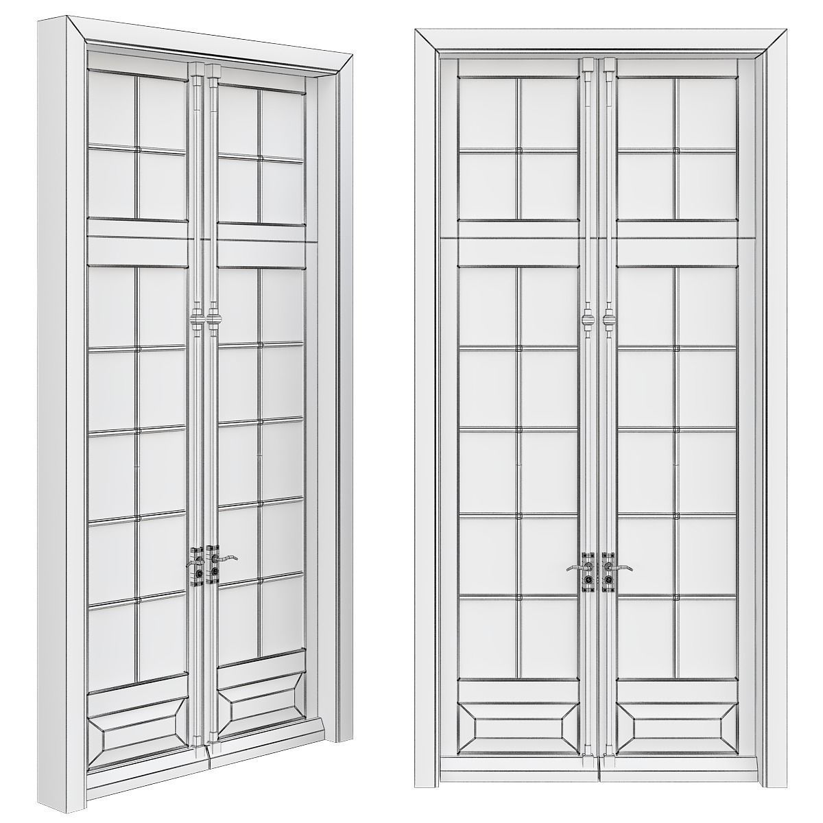 3D model Doors low poly 3d model collection door with glass panels VR ...