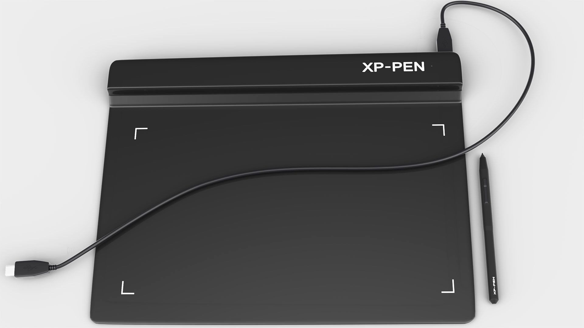 3D model Graphics Tablet with Pen and wire model VR / AR / low-poly ...