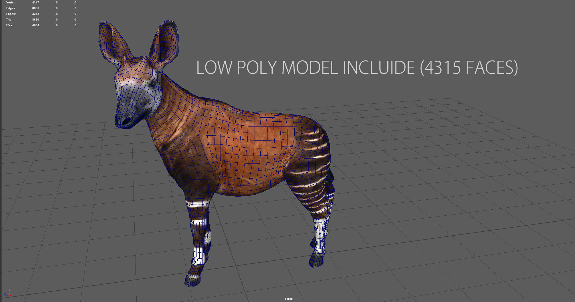 3D model OKAPI antelope VR / AR / low-poly | CGTrader