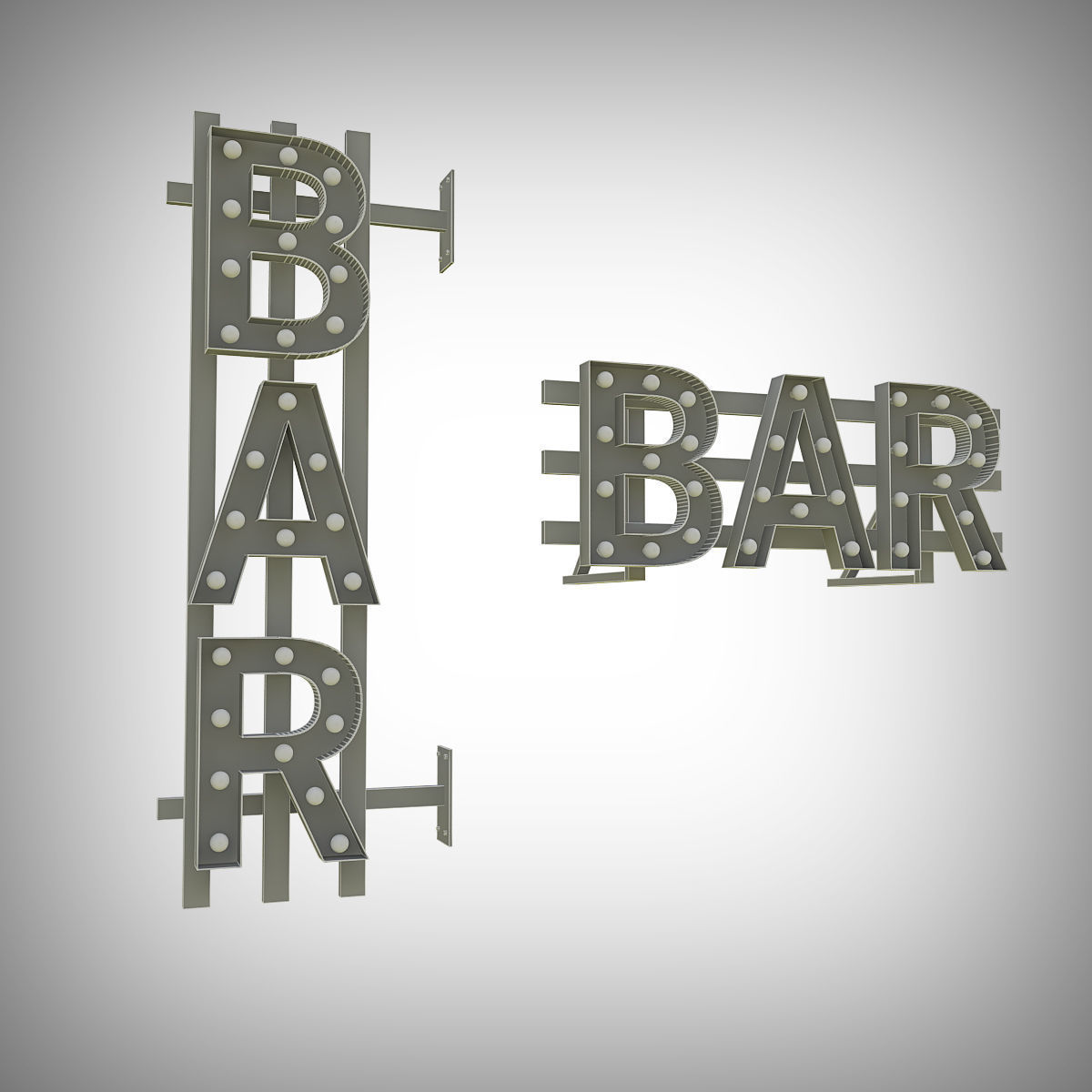 Bar Bulb Sign 3D model | CGTrader
