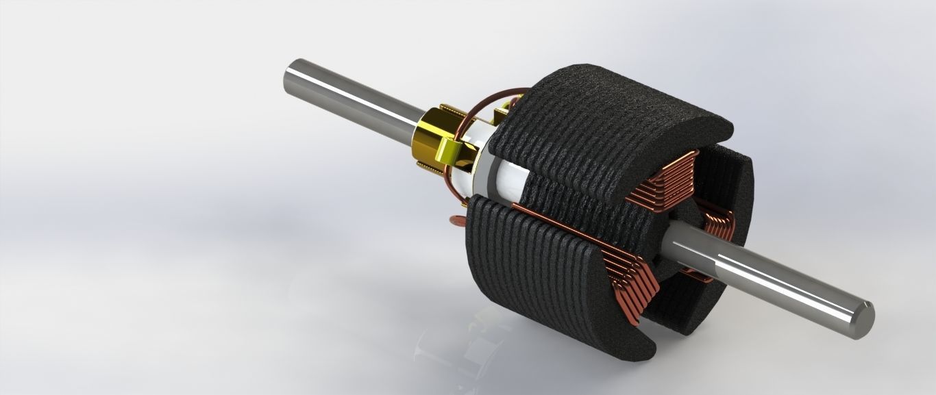 Simple DC motor rotor part 3D model | CGTrader