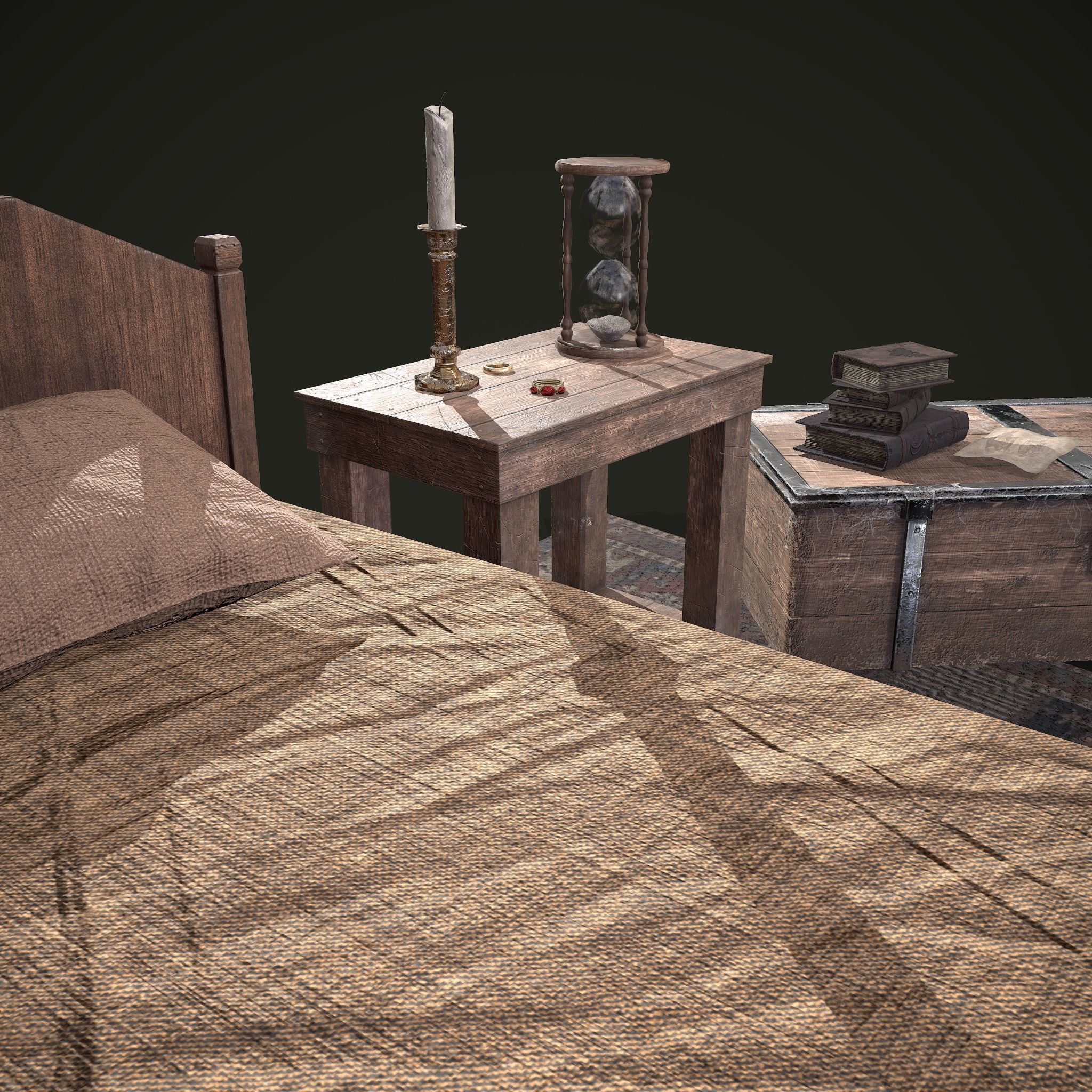Medieval Tavern Bedroom Props Pack 3D Model Collection | CGTrader