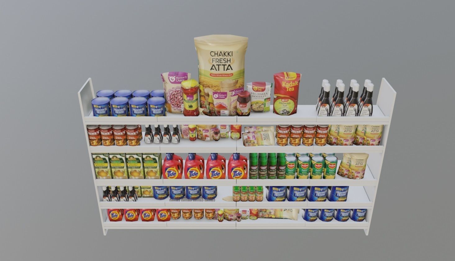 3D model supermarket aisle and products with textures VR / AR / low ...