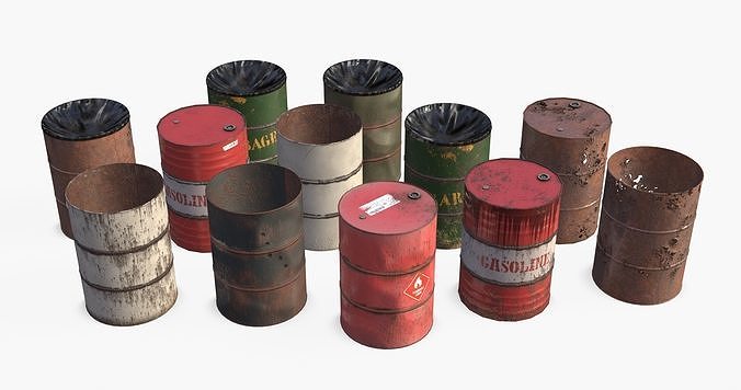 Metallic Barrels Assets Collection | CGTrader