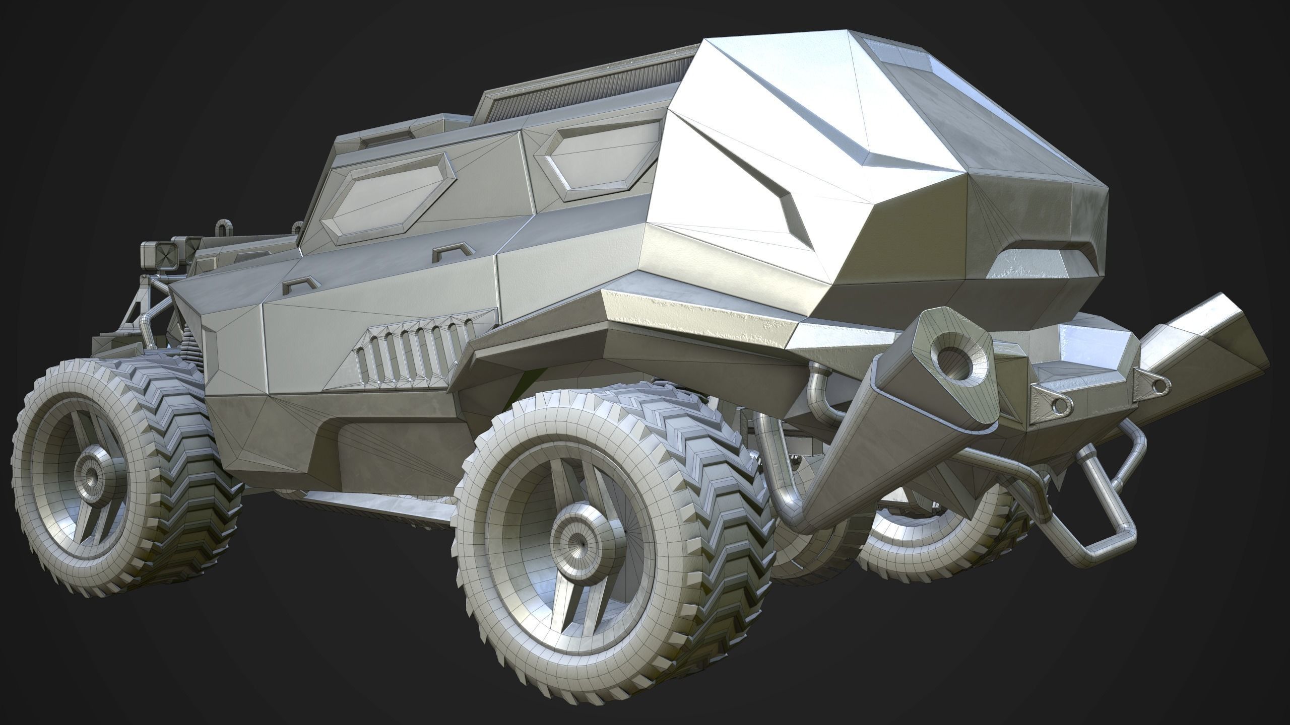 3D model Sci-Fi Armored Racing Jeep 4X4 PBR VR / AR / low-poly | CGTrader