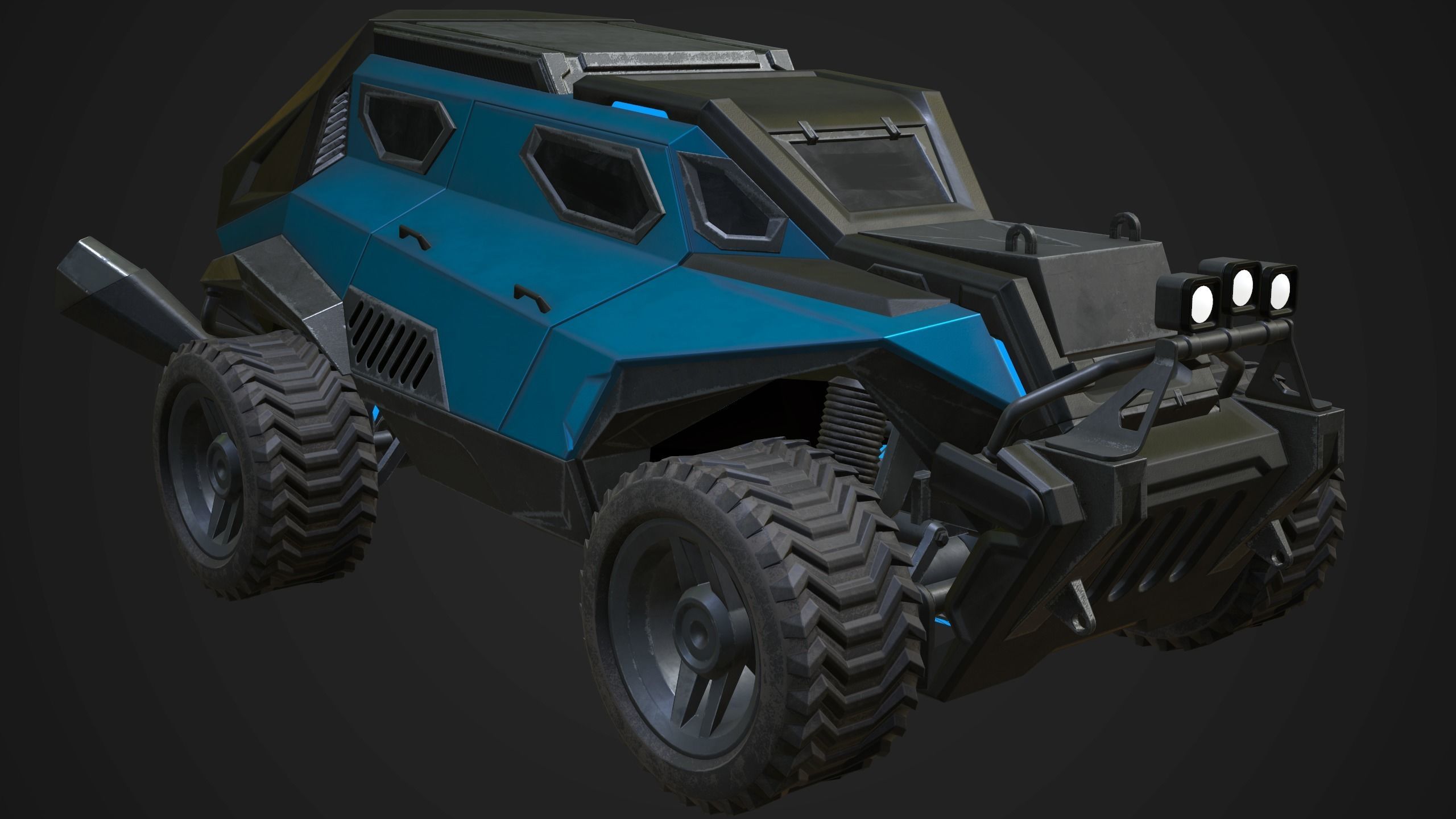 3D model Sci-Fi Armored Racing Jeep 4X4 PBR VR / AR / low-poly | CGTrader