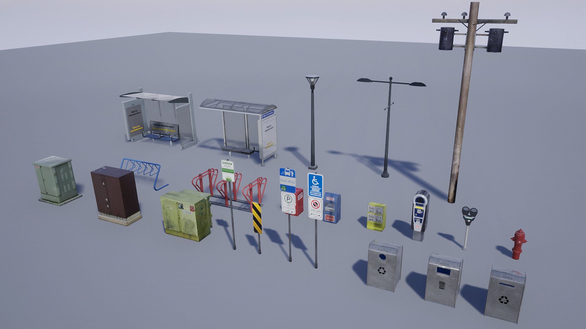 3D model Street Prop Collection VR / AR / low-poly | CGTrader