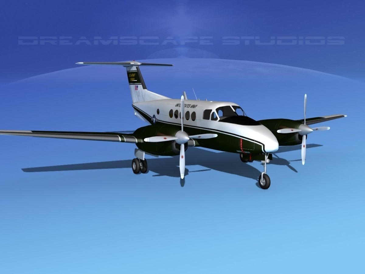 Beechcraft UC-12Q Huron V09 US Army 3D model rigged | CGTrader