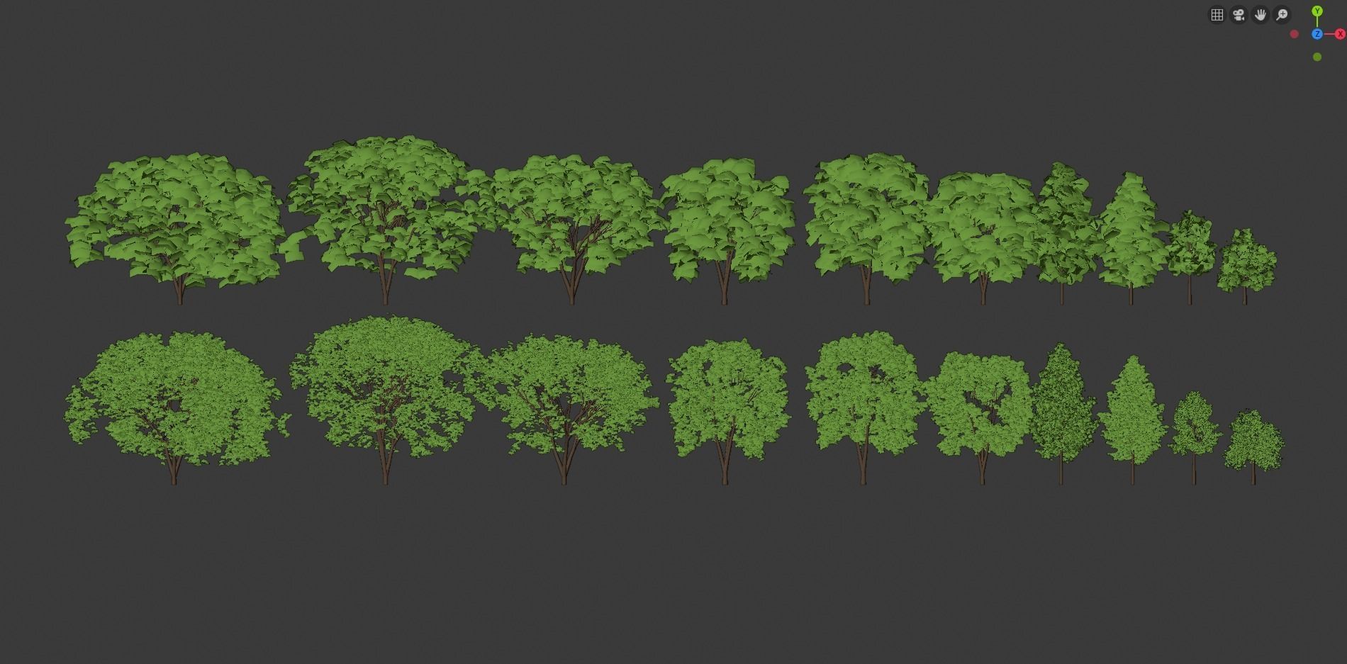 3D model Low poly tree pack for large scenarios VR / AR / low-poly ...