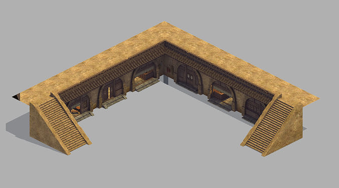 Game Mountain Building - Cave Dwelling - Stairs 3D model | CGTrader