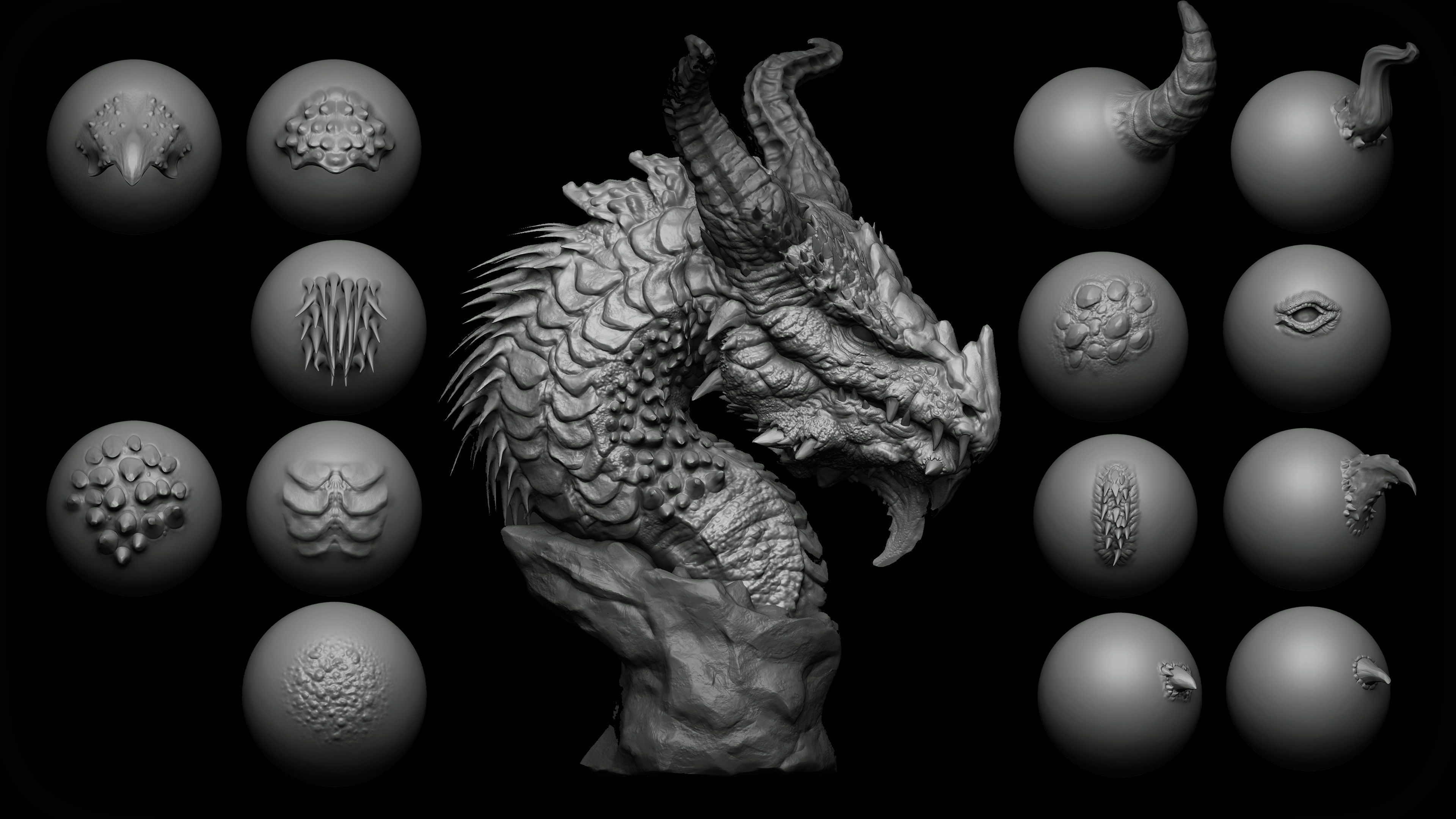 Zbrush and Blender - 40 Dragon VDM Brush Part 2 3D model | CGTrader