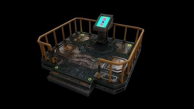 3D model Low poly sci fi elevator environment asset VR / AR / low-poly ...