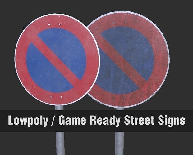 3D model Lowpoly CITY TRAFFIC STREET SIGN No Parking VR AR Games 3D PBR ...