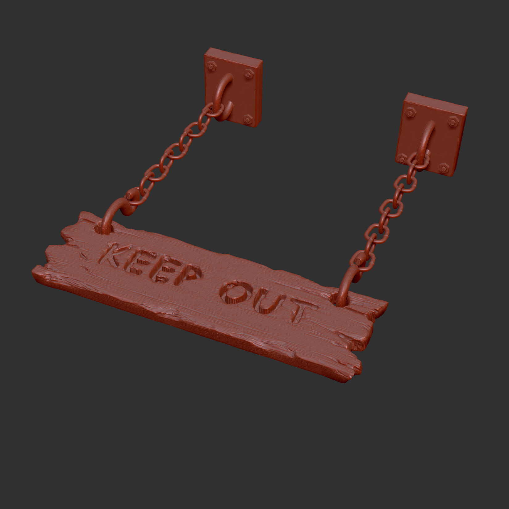 Keep Out Wooden Sign 3D model | CGTrader