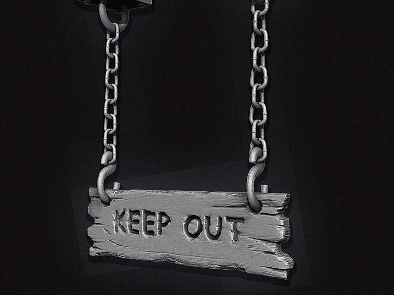 Keep Out Wooden Sign 3D model | CGTrader