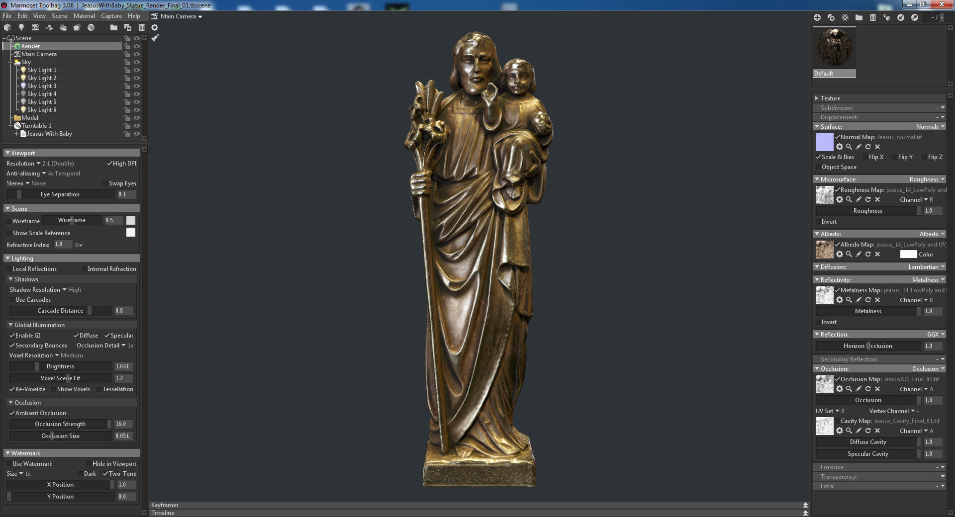 3D model Jesus with a Baby Golden Statue Low-poly 3D Model VR / AR ...