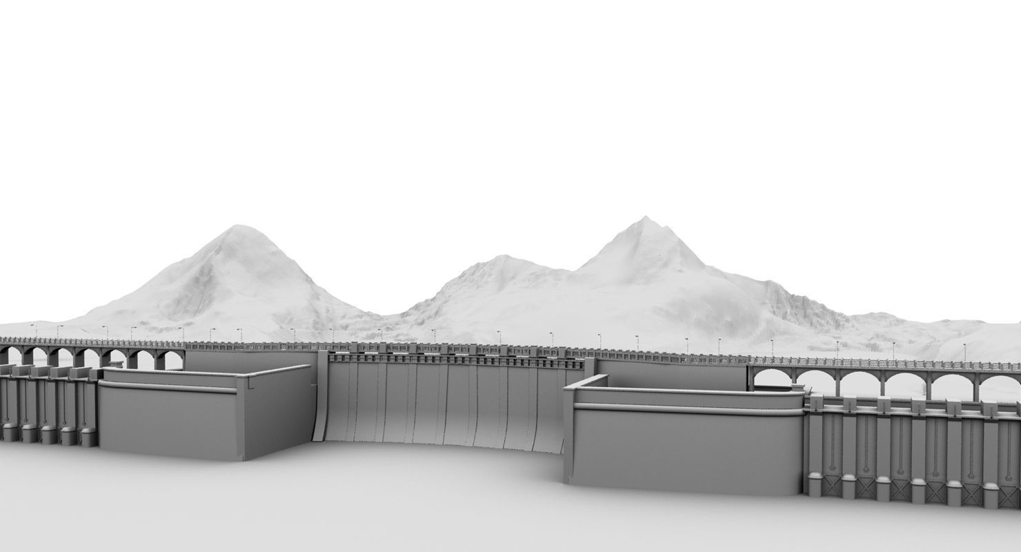 dam 3d model room with mountains and lake 3D model | CGTrader