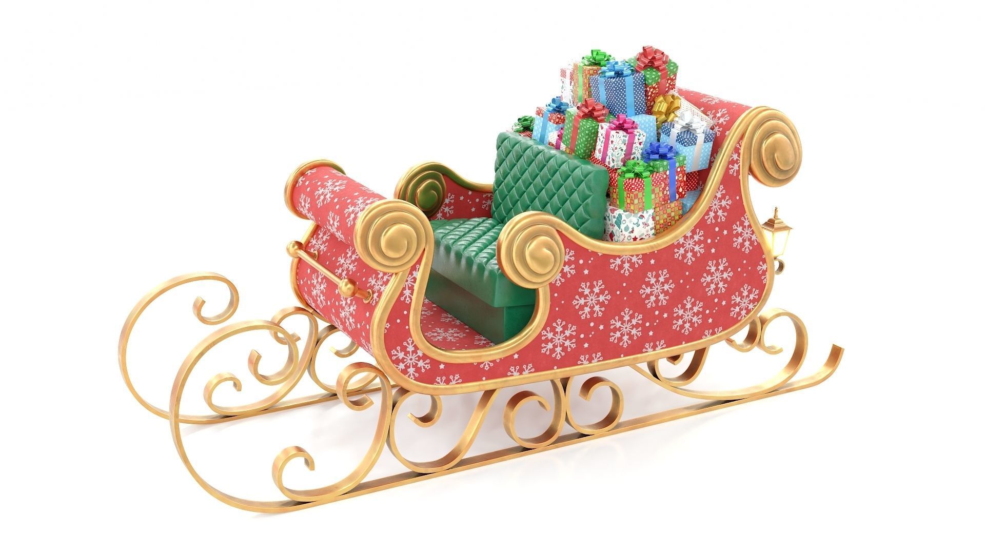 3D model Santa Claus Sleigh with Snowflakes Pattern VR / AR / low-poly ...