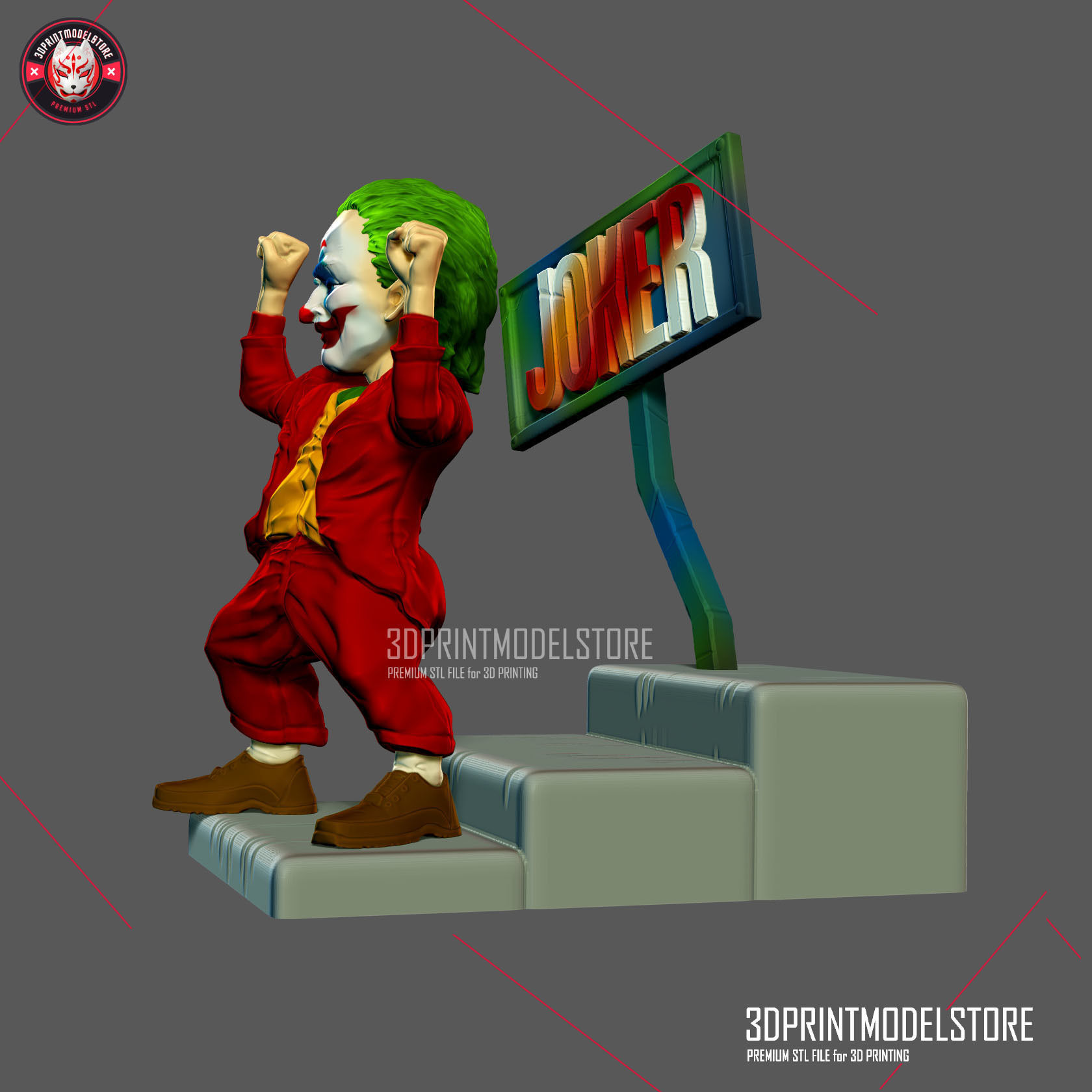 Joker Stylized Statue Movie DC Comic Miniature 3D model 3D printable ...