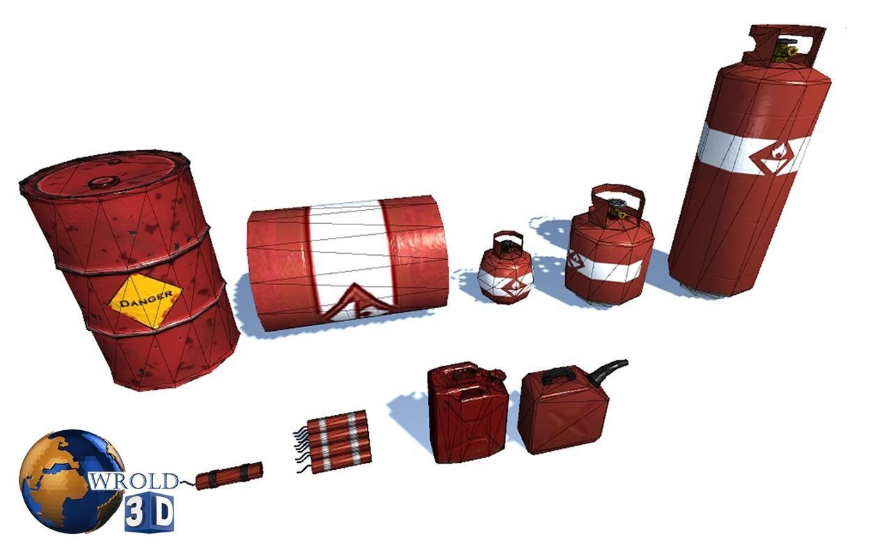 3D model Explosive barrel cylinder Pack Lowpoly 3d model VR / AR / low ...