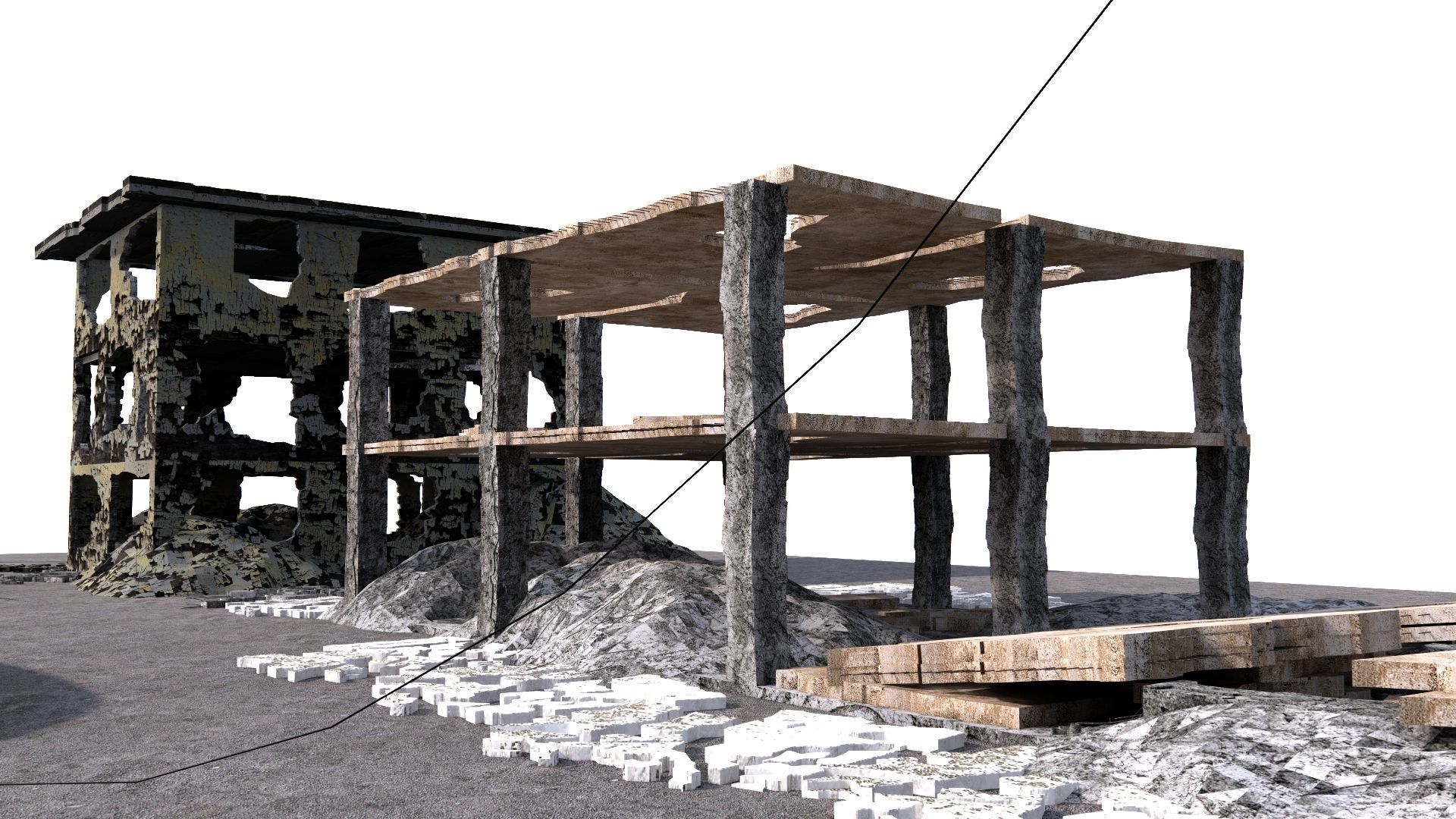 DAMAGED BUILDINGS 3D model | CGTrader