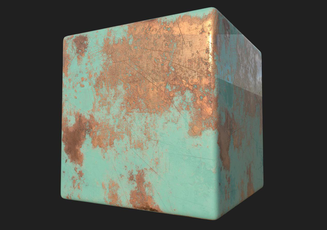 Worn Copper with Patina Parameter PBR Texture Texture | CGTrader