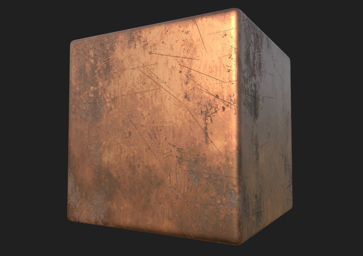 Worn Copper with Patina Parameter PBR Texture Texture | CGTrader