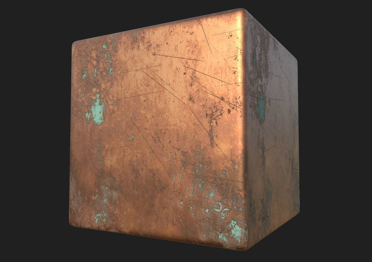 Worn Copper with Patina Parameter PBR Texture Texture | CGTrader