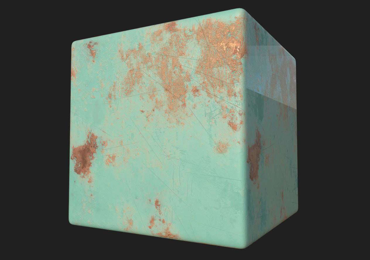 Worn Copper with Patina Parameter PBR Texture Texture | CGTrader