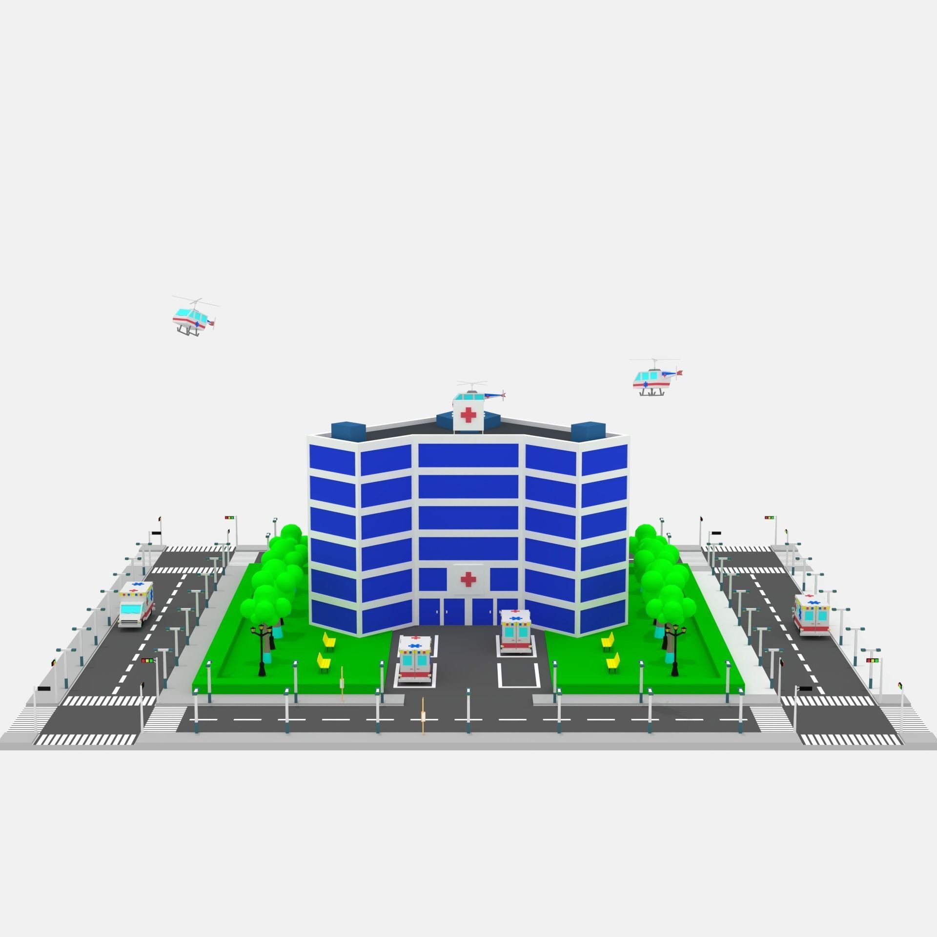 3D model Simple Cartoon Hospital Package VR / AR / low-poly | CGTrader