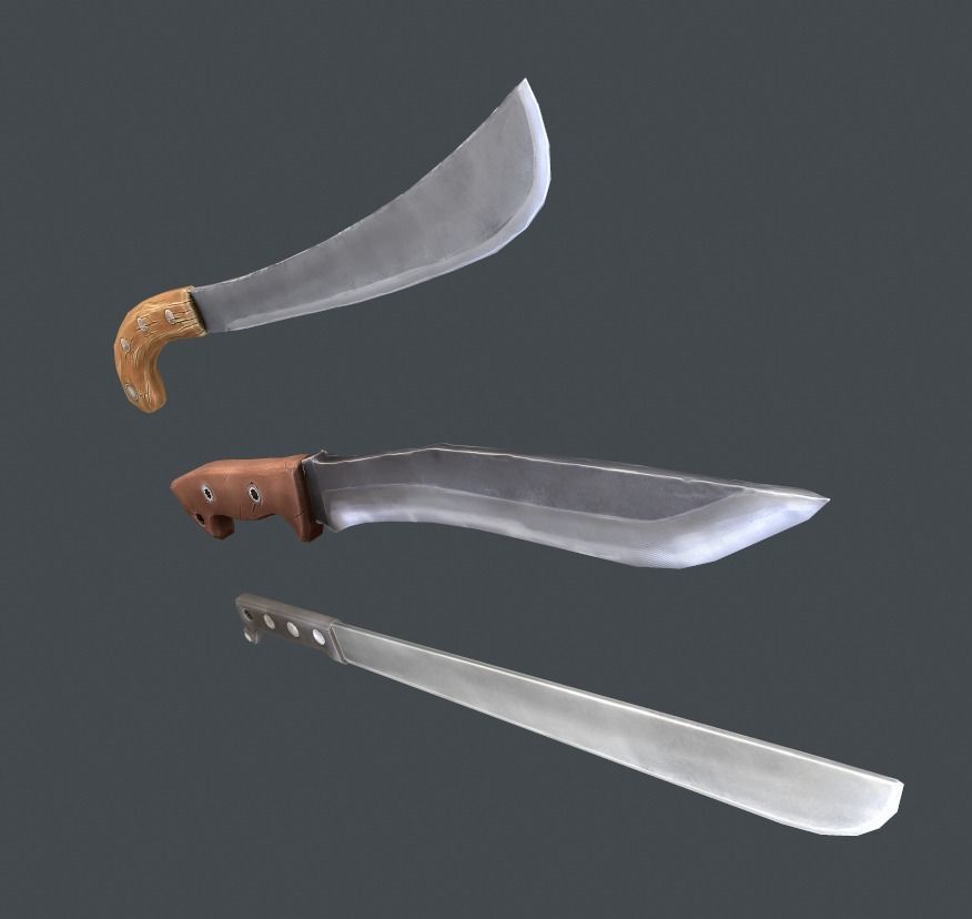3D model Stylized machete pack VR / AR / low-poly | CGTrader