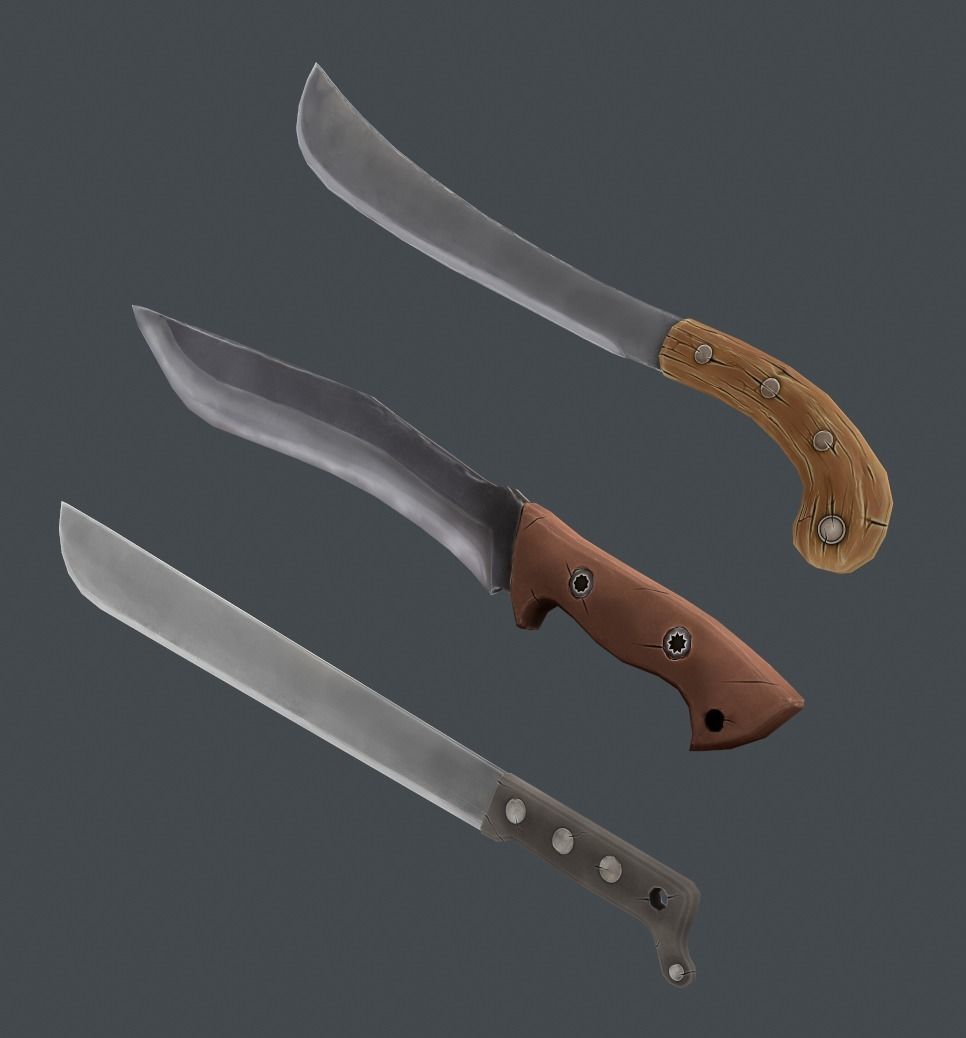 3D model Stylized machete pack VR / AR / low-poly | CGTrader